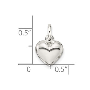 Auriga Fine Jewelry 925 Sterling Silver Puffed Heart Charm Pendant for Women (L- 0.65 Inch, W- 0.39 Inch)