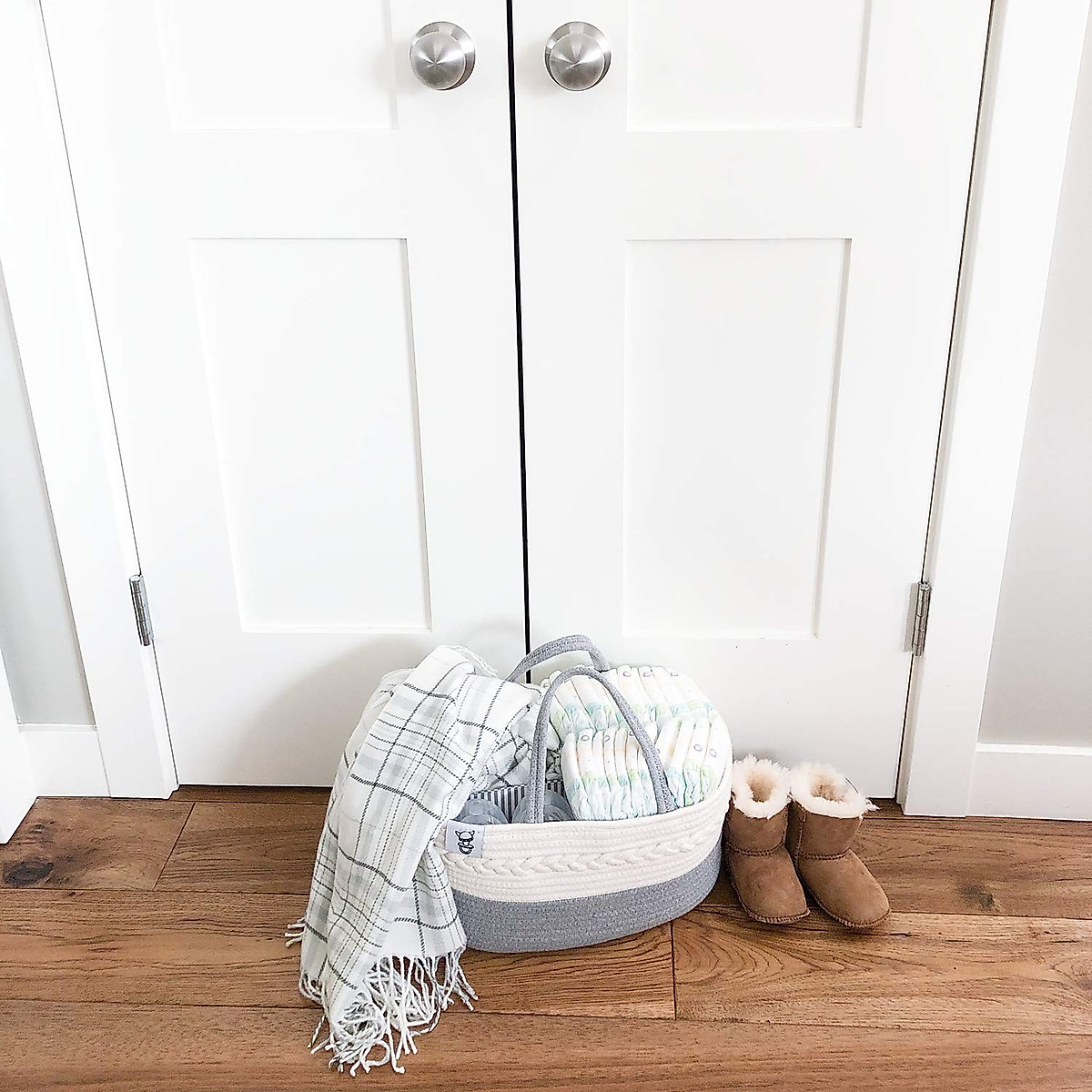 AWEHIRU YuanKanJu Baby Viking Diaper Caddy Organizer - Cotton Rope Storage Basket - Portable Changing Station - Backseat Car Organization for Kids - Boho Nursery Decor Registry Essentials