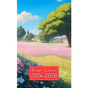 Pocket Calendar 2024-2026: Two-Year Monthly Planner for Purse , 36 Months from January 2024 to December 2026 | Campo de flores anime