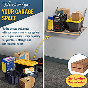 Koova Universal Garage Shelving Kit - Heavy-Duty, Easy Install, Customizable, 600 lbs. Support, Made in USA, Maximize Storage, Reclaim Floor Space