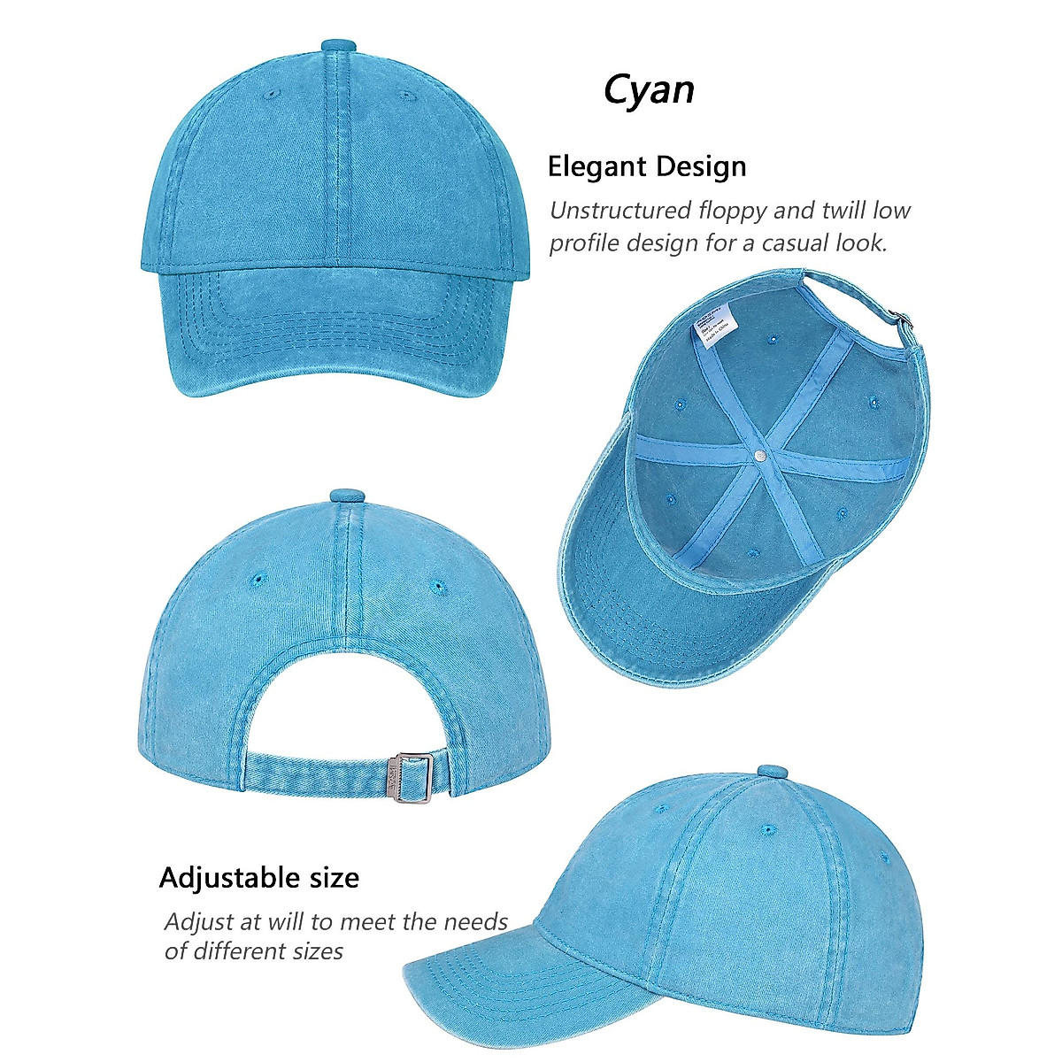 AOSMI 3 Pack Vintage Washed Cotton Dad Hat Baseball Caps Adjustable Men Women Summer Unstructured Soft Low Profile Blank Plain Ball Cap