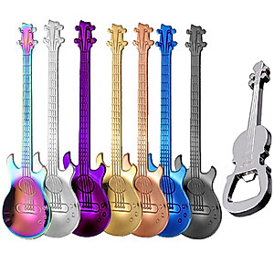 Guitar Spoons Coffee Teaspoon, ESRISE Musical Coffee Gifts for Men, Stainless Steel Cute Demitasse Tea Spoon (Multicolor)
