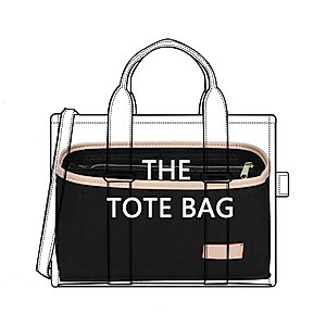 Doxo Purse Organizer Insert for Handbags & Base Shaper 2pc Set, Compatible with LV Speedy Nererfull ONTHEGO Carryall Graceful Noe,Book Tote Bag and More(M-Black)