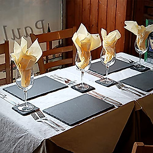 4 Pieces Large Slate Cheese Boards Slate Board 12x8in, Slate Cheese Tray Serving Tray Serving Stone Tray Slate Platter with 2 Chalks