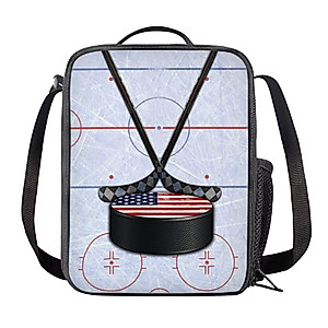 Sannovo Ice Hockey 3D Print School Picnic Container Thermal Lunch Tote Picnic Thermal Bag