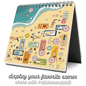 Sticker & Chill Sticker Book for Adults – 700+ Repositionable Colorful Clings Create Designs on 10 Spiral Bound Scene Pages – Easy, Fun & Stress Relieving Relaxation Activity – Wanderlust Series