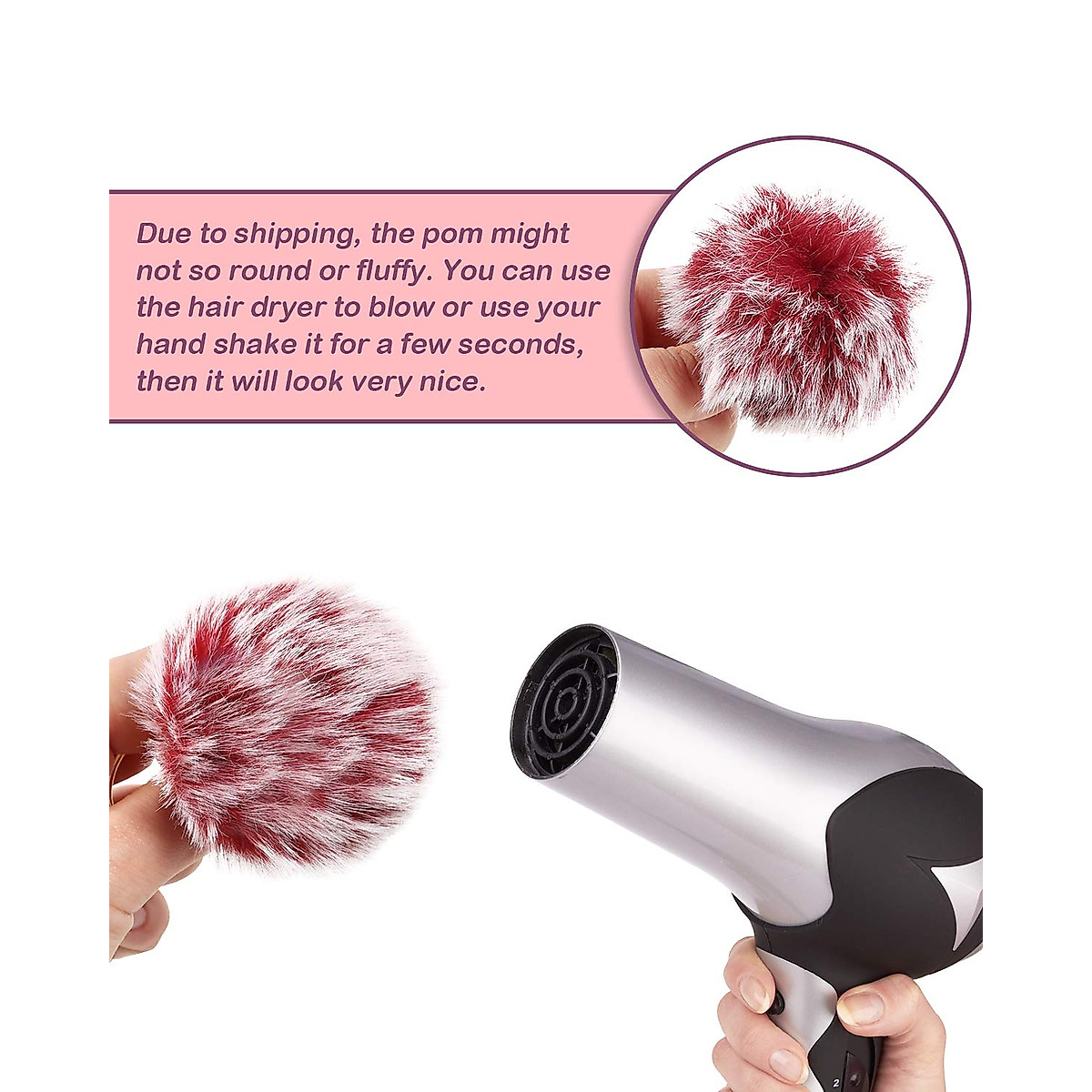 Auihiay 40 Pieces Pom Poms Keychains Fluffy Balls Pompoms Key Chain Faux Rabbit Fur Pompoms Keyring for Girls Women Hats Bags Knitting Accessories