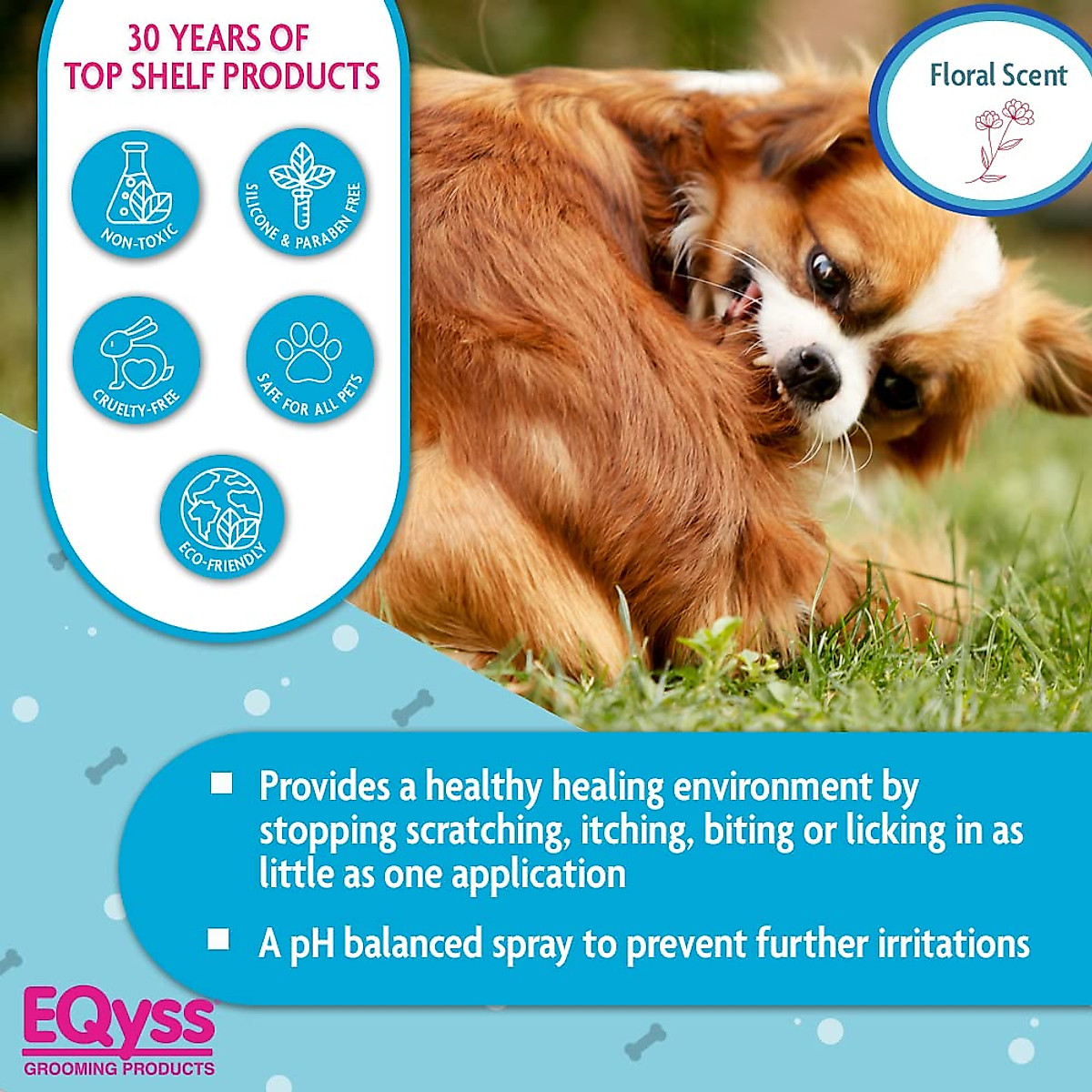 EQyss Micro-Tek Pet Itch Relief Spray - Soothes Dry Irritated Skin, Stops Itching, Scratching, Biting, Licking Hot Spots - for all Cats & Dogs (16 oz)