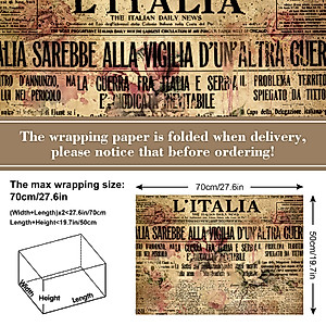 JarThenaAMCS 12 Sheets Vintage Wrapping Paper - Not Roll - Rose Floral Old Newspaper Style Gift Wrap Paper Folded Flat Retro Art Paper for DIY Crafts, 19.7 x 27.6 Inch