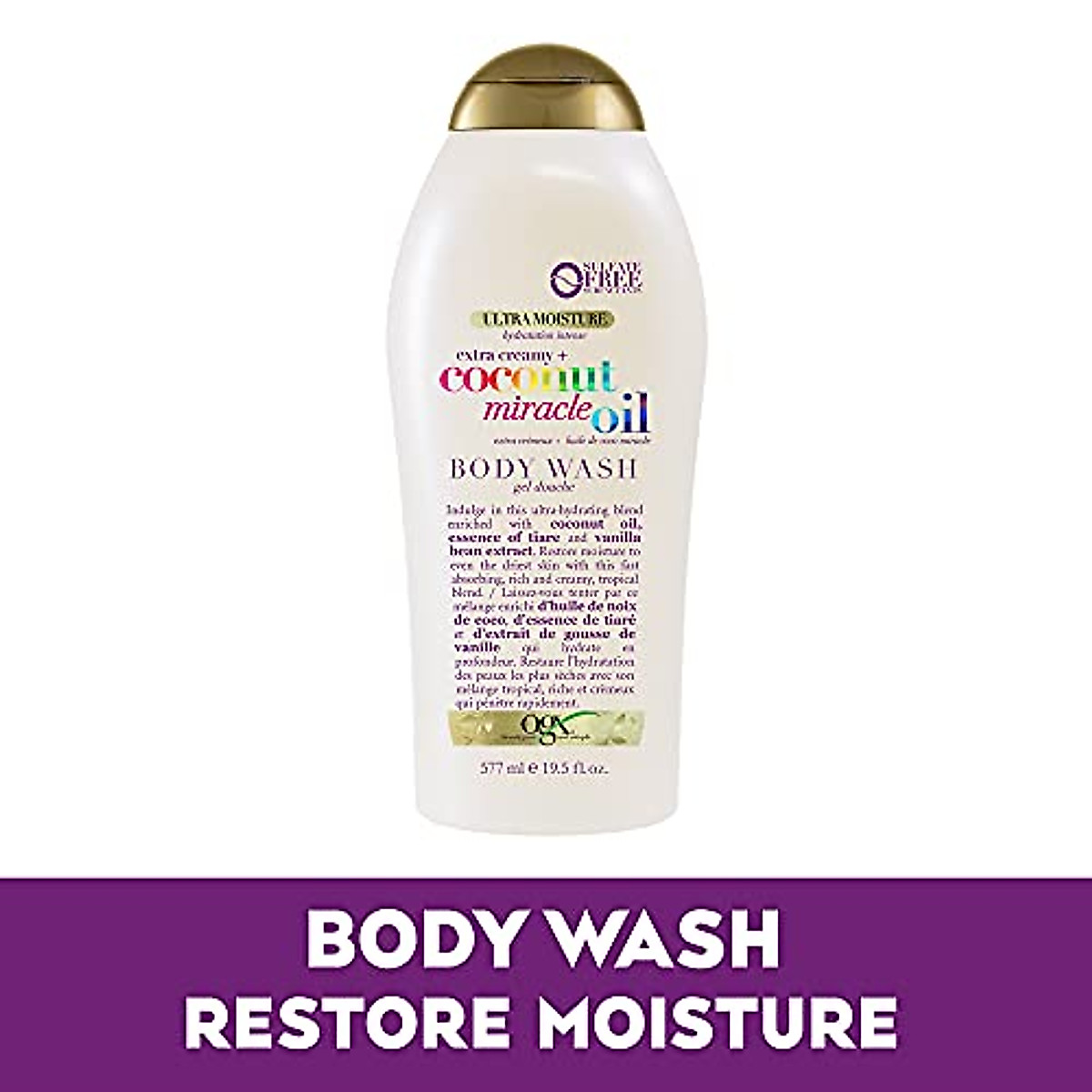 OGX Extra Creamy + Coconut Miracle Oil Ultra Moisture Body Wash, 19.5 Fl Oz