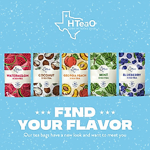 HTeaO Georgia Peach Black Tea Sachets - 8 Gallons Per Package - Real Texas-Style Flavored Iced Tea in 5 Minutes (Pack of 16 Sachet Bags)