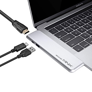 MINIX NEO SD4 USB-C Multiport 480GB SSD Storage Hub for Apple MacBook Air/Pro | 4K@60Hz Display | Thunderbolt 3 | USB 3.0,Sold Technology Limited.(Silver)