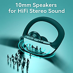 Wireless Earbuds Bluetooth Headphones 48hrs Play Back Sport Earphones with LED Display Over-Ear Buds with Earhooks Built-in Mic Headset for Workout Green BMANI-VEAT00L