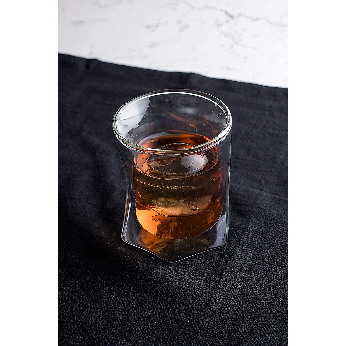 LEMONSODA Double Wall Whiskey Glasses - Insulated Clear Cup Design - Set of 4-300 ml - Premium Whiskey Glasses for Scotch, Single Malt, Whiskey, Bourbon, Rye - Old Fashioned Glass