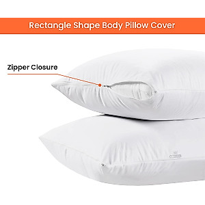 SGI Body Pillow Cover, 100% Smooth Egyptian Cotton 600 TC, Luxurious, Breathable, Cooling Body Pillow Cover, Solid White, 21x56, Pack of 1 Envelope Style