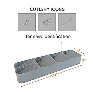 Kitchen Drawer Organizer, 2 Pack, Compact Cutlery Organizer, Narrow Utensil Divider Tray, Small Silverware Holder Spoon Fork Flatware Storage, One-size (2 PACK, Cutlery Organizer)