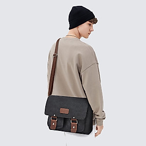 Rexmore Messenger Bag for Men, Canvas Satchel Shoulder Bag Vintage Crossbody 13.3Inch Laptop Bag