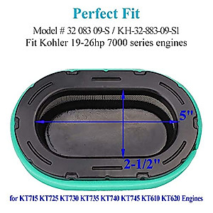 HOODELL KH-32-883-09-S1 Air Filter Fit Kohler KT745 KT740 KT735 KT730 KT725 KT715 Engine Cub Cadet XT1 XT2 Lawn Mower, Premium 32 083 09-S Air Filter