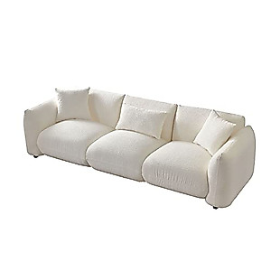 kevinplus 109.8'' Boucle Cloud Sofa Couch Modular Sectional Sofa Couch for Living Room, Modern Contemporary Futon 4-Seat Sofa Couch for Apartment Office Studio, Beige