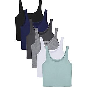 6 Pieces Women Basic Crop Tank Tops Sleeveless Sports Crop Top(Adorable Style, Medium)