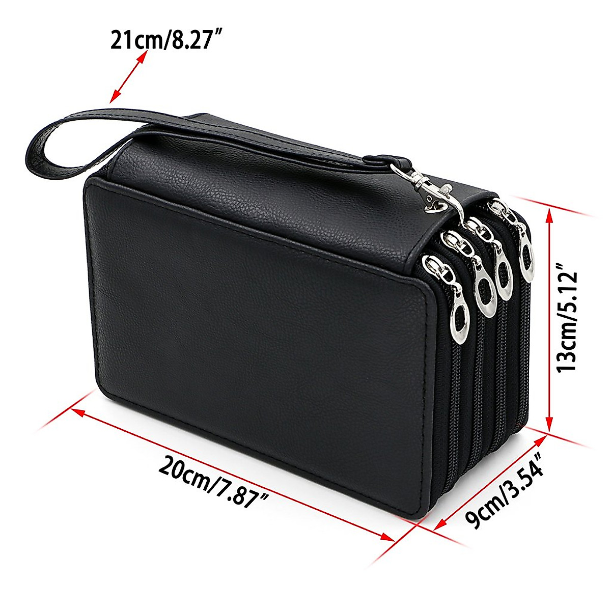 BTSKY® PU Leather Colored Pencil Case with Compartments-72 Slots Handy Pencil Holder for Watercolor Pencils, Ordinary Pencils (Black)