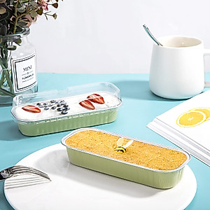 EUSOAR Foil Ramekins with Lids, 50pcs 6.8oz 6.5"x2.5"x1.2" Disposable Aluminum Baking Cups Pan with Lids, Rectangle Cupcake Containers Wrappers，Dessert Cheesecake Creme Brulee Pan