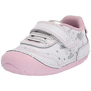 Stride Rite Girls Soft Motion Adalyn Athletic Sneaker, White/Silver, 4 Toddler
