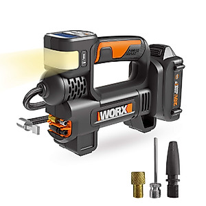 Worx WX092L 20V 2.0Ah 2 in 1 Cordless Inflator Battery and Charger Included, max. 10 Bar, Digital pressure display