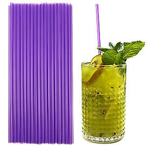 DOITOOL 200Pcs Plastic Straws Disposable Drinking Straw Friendly Straws Purple Straws for Party Wedding Events