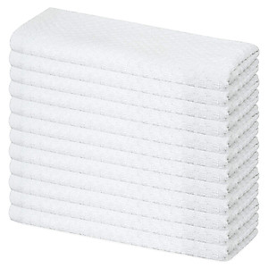 Dish Cloth Towels [12x12] Black and White Dobby Weave Kitchen Dish Towels, Soft and Real Absorbent 100% Cotton - Machine Washable - 12 Pack