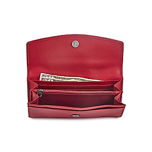 Zinda Genuine Leathers Women’s Wallet Purse Flap Over RFID Protection (Crimson)