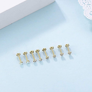 Gnoliew 16G 316L Stainless Steel Labret Monroe Lip Ring Studs Cartilage Helix Tragus Nose Piercing (A2,8mm(16G))