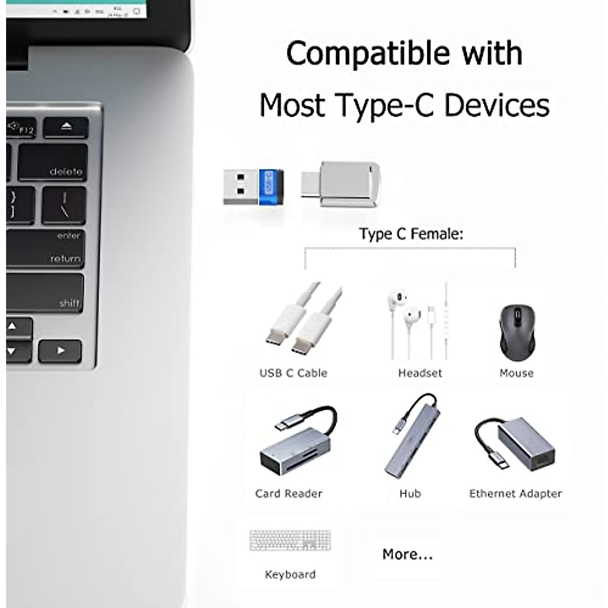 TargetGo USB Type C to USB A Male Adapter, 4-Pack, Blue