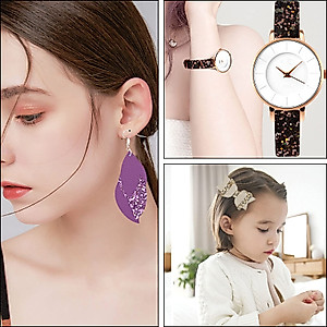 Picheng 16Pcs/Set 8.2x6inch Solid PU Synthetic Faux Leather Sheets Mixed Chunky Glitter& Soft Leather Fabric Sheets for DIY Craft Bows Earrings Making