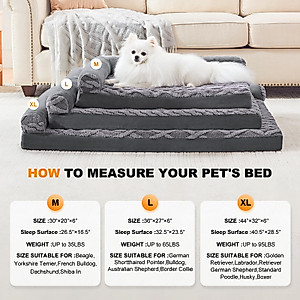 JOEJOY Orthopedic Dog Bed for Extra Large Dogs, Egg Crate Foam Dog Beds with Removable Washable Cover, Cozy Waterproof Lining Bolster Pet Sleeping Beds, Anti-Slip Bottom Dog Sofa Bed 44"x32"