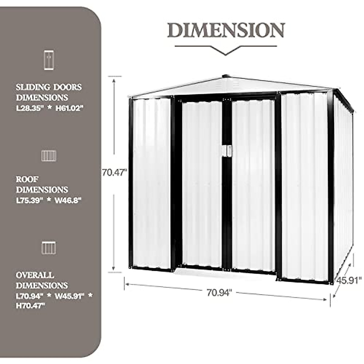 Patiomore 4×6 FT Outdoor Storage Shed Tool House Garden Steel Shed Walk-in (White)