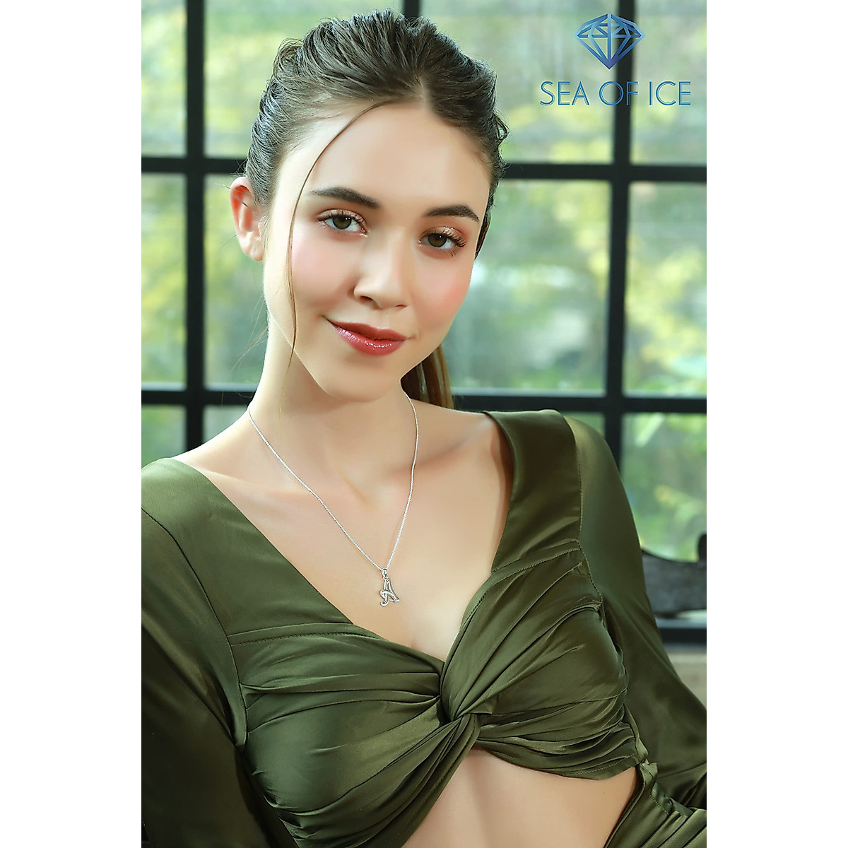 SEA OF ICE M Necklace Initial Alphabet Letter Pendant Necklace, Sterling Silver Necklace for Women, Elegant Initial Necklaces, Personalized Custom Women's Necklaces, Sterling Silver Jewelry