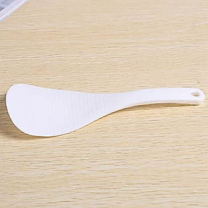 pizarra Kitchen Dotted White Plastic Flat Rice Scoop Paddle Meal Spoon