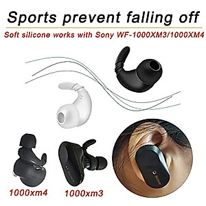 Luckvan Double Flange Ear Tips for Sony WF-1000XM4/1000XM3/WF-C500/WF-C700N Earbuds Tips Replacement Ear Hooks for Sony Earbuds Beast Ear Buds Wingtip Fit in Case Black
