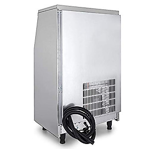 VEVOR 110V Commercial Ice Maker 90-100LBS/24H with 33LBS Bin Full Heavy Duty Stainless Steel Construction, Automatic Operation, Clear Cube for Home Bar, Include Water Filter, Scoop, Connection Hose