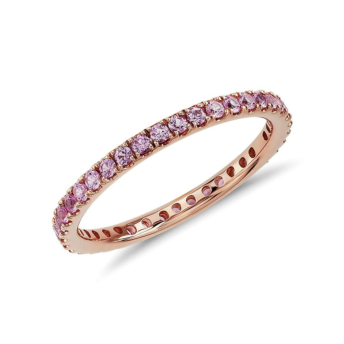 Jewelrygift Created-Pink Sapphire Gtone Band Ring Rose Gold Plated Beautiful Design Luxury gift perfect wedding or for Men and women US Ring Size: 6