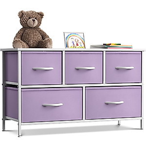 Sorbus Kids Dresser with 12 Drawers and 5 Drawer TV Stand Bundle - Matching Furniture Set - Storage Unit Organizer Chests for Clothing - Bedroom, Kids Rooms, Nursery, & Closet (Purple)