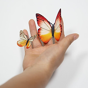 Cheerland 16pcs 3D Fall Theme Butterfly Wall Decor Removable Decal Mural Autumn Yellow Orange Butterflies Sticker for Kids Bedroom Nursery Classroom Party Decoration Wedding Decor DIY Gift