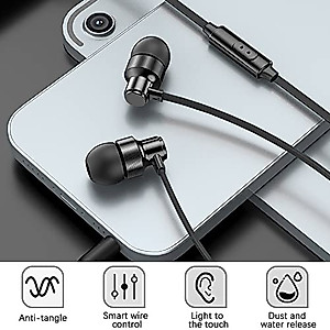 3 Pack Earbuds Headphones with Microphone & Remote, lyfLux in Ear Earphone Stereo Sound Noise Isolating Tangle Free, with Heavy Bass, for Smartphones, Laptops, Fits 3.5mm Interface Device (Black)