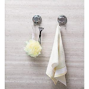 SANNO Suction Cup Shower Caddy Bath Wall Shelf, Deep Bathroom Basket Vacuum Suction Cup Hooks