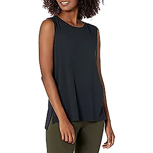 Amazon Essentials Women's Soft Cotton Standard-Fit Yoga Tank (Available in Plus Size) (Previously Core 10), Black, X-Large