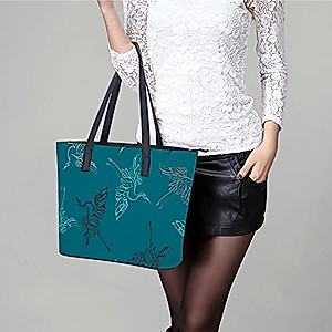 Womens Handbag Birds Cranes Leather Tote Bag Top Handle Satchel Bags For Lady