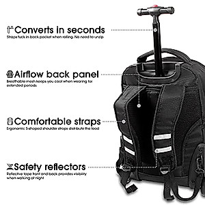 J World New York Sunrise Rolling Backpack, Black, One Size