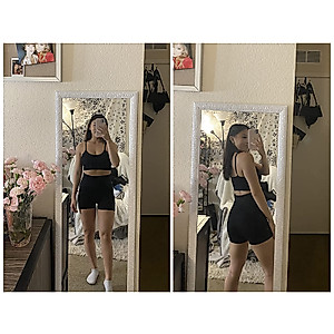 Ourgifts Workout Sets for Women 2 Piece Outfits Gym Shorts Women High Waisted with Adjustable Padded Sports Bra Gym Sets（A0010M-Black