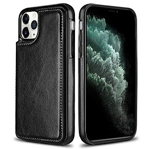 HianDier Wallet Case for iPhone 11 Pro Max Case Slim Protective Case with Credit Card Slot Holder Flip Folio Soft PU Leather Magnetic Closure Cover for 2019 iPhone 11 Pro Max 6.5 Inches, Black